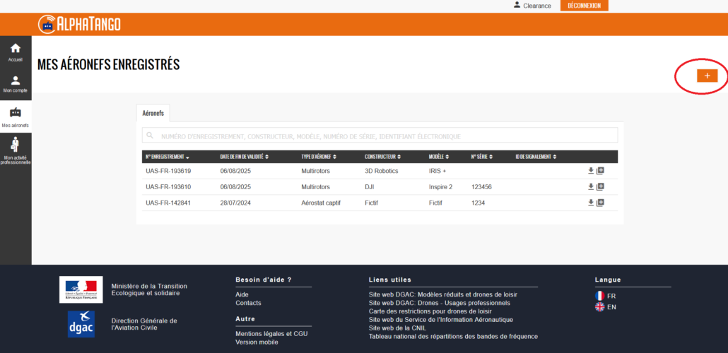 Importer ses drones sur Clearance depuis AlphaTango - Clearance
